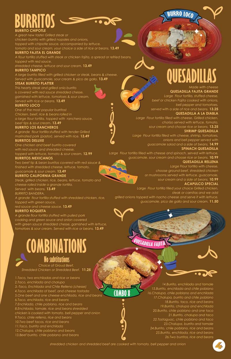 Our Menu – Los Rancheros Mexican Restaurant