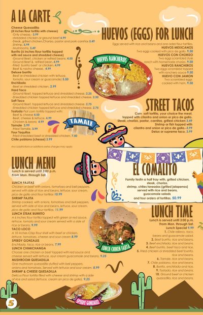Our Menu – Los Rancheros Mexican Restaurant